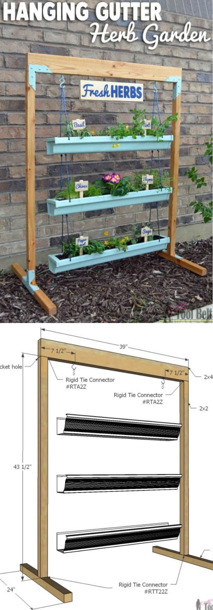 26+ Best DIY Vertical Rain Gutter Garden Ideas For Small Spaces
