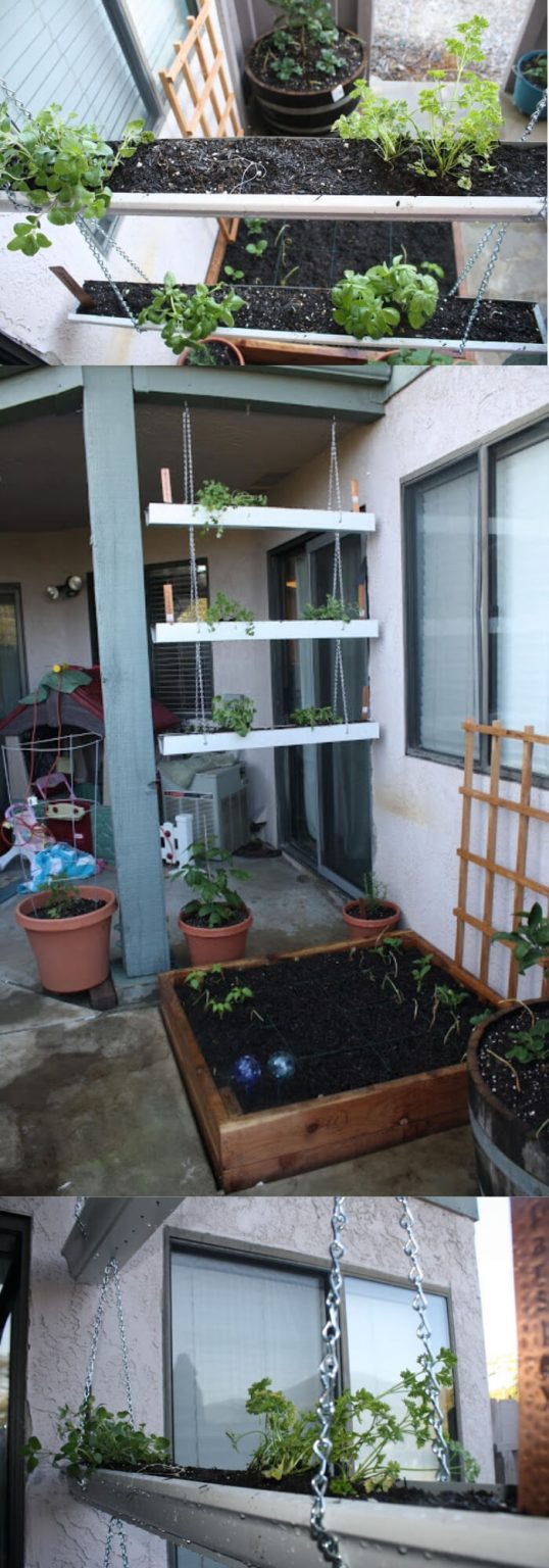 26+ Best DIY Vertical Rain Gutter Garden Ideas For Small Spaces