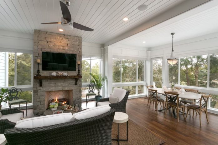 30 Best Screened in Porch with Fireplace Ideas & Designs (2024)