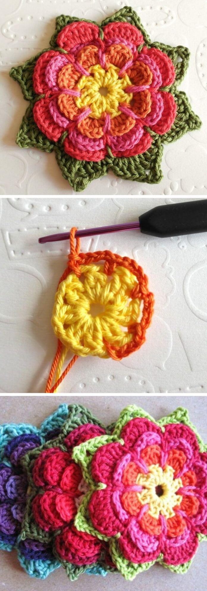 20+ Best Crochet 3D Flower Motif Free Patterns for 2024