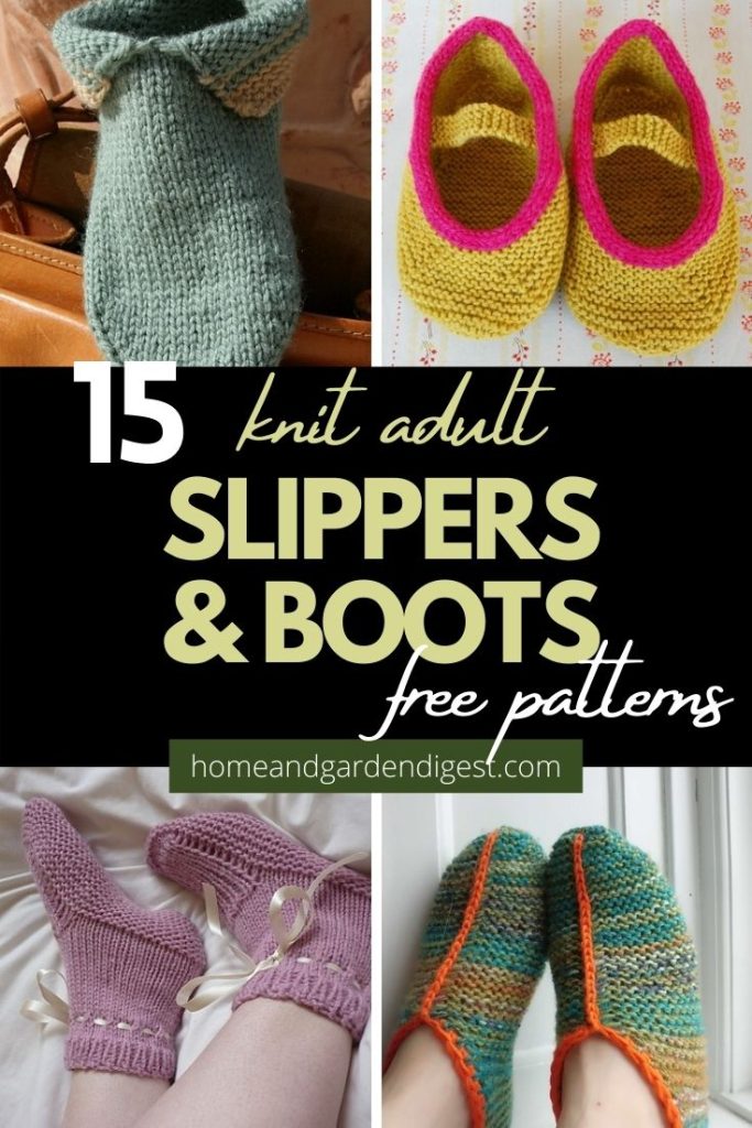 15 Knit Adult Slippers & Boots Free Patterns - FarmFoodFamily