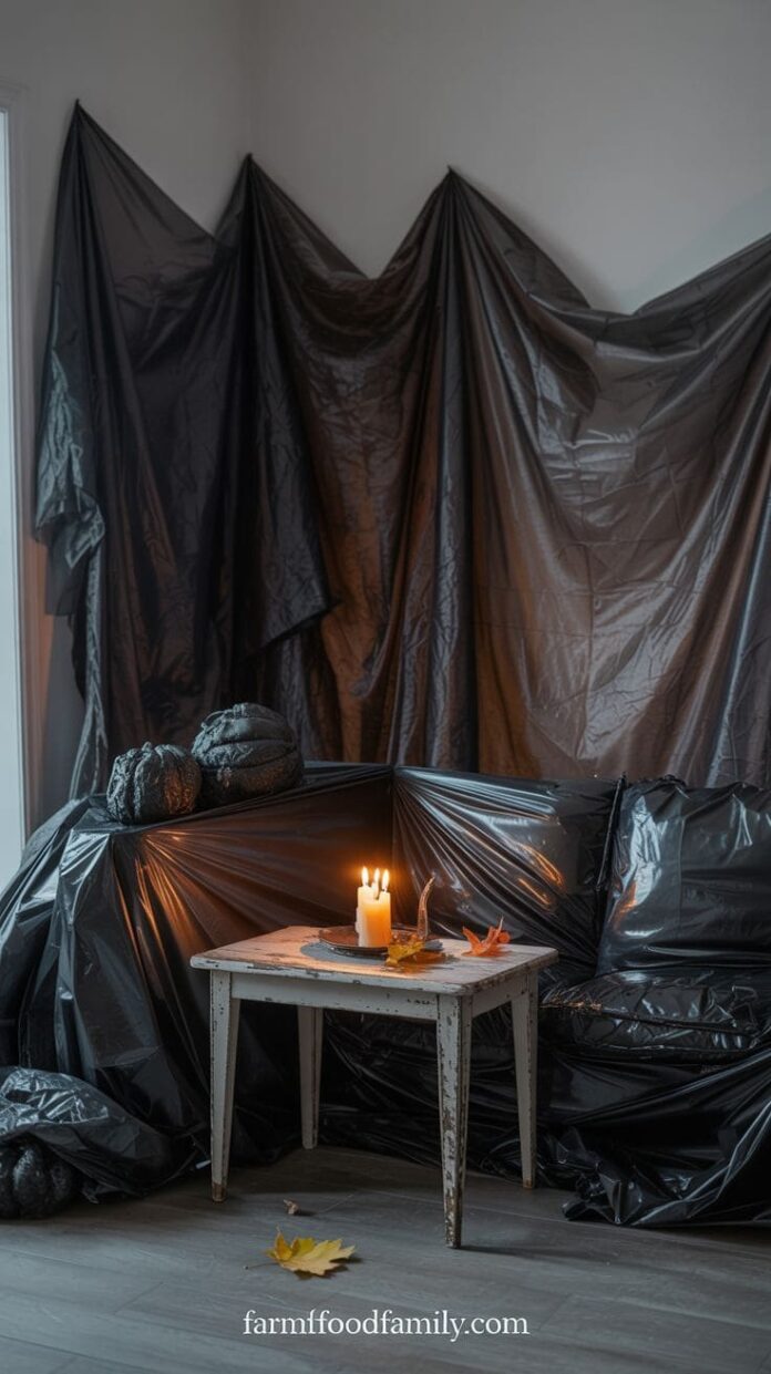 25+ Scary Halloween Decoration Ideas With Trash Bags - FarmFoodFamily
