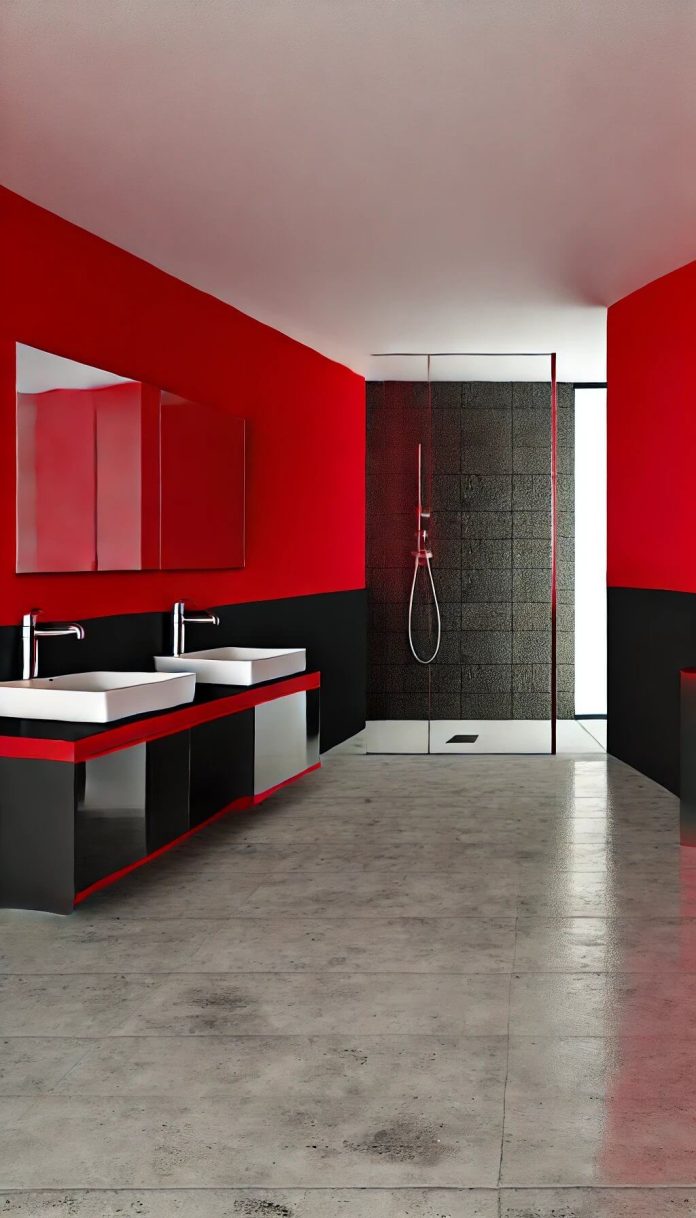 10 Dramatic Red and Black Bathroom Designs for Daring Decorators (2024)