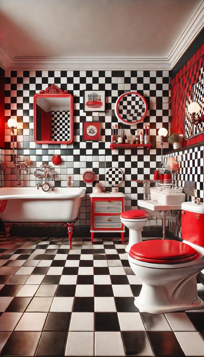 10 Dramatic Red and Black Bathroom Designs for Daring Decorators (2024)