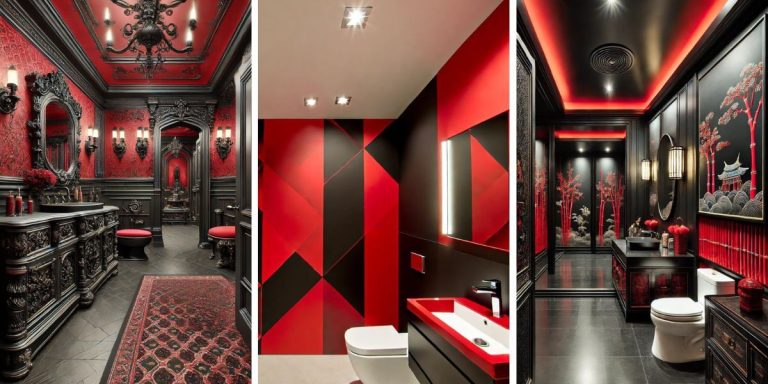 10 Dramatic Red and Black Bathroom Designs for Daring Decorators (2024)