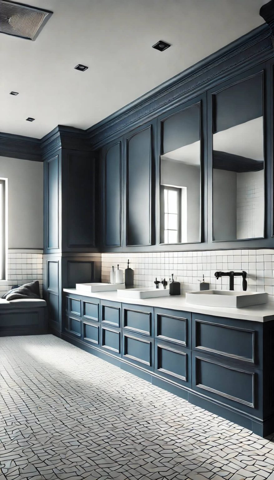 45+ Bold Navy Blue Bathroom Ideas That Make a Statement | FarmFoodFamily