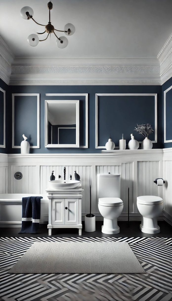 45+ Bold Navy Blue Bathroom Ideas That Make a Statement | FarmFoodFamily