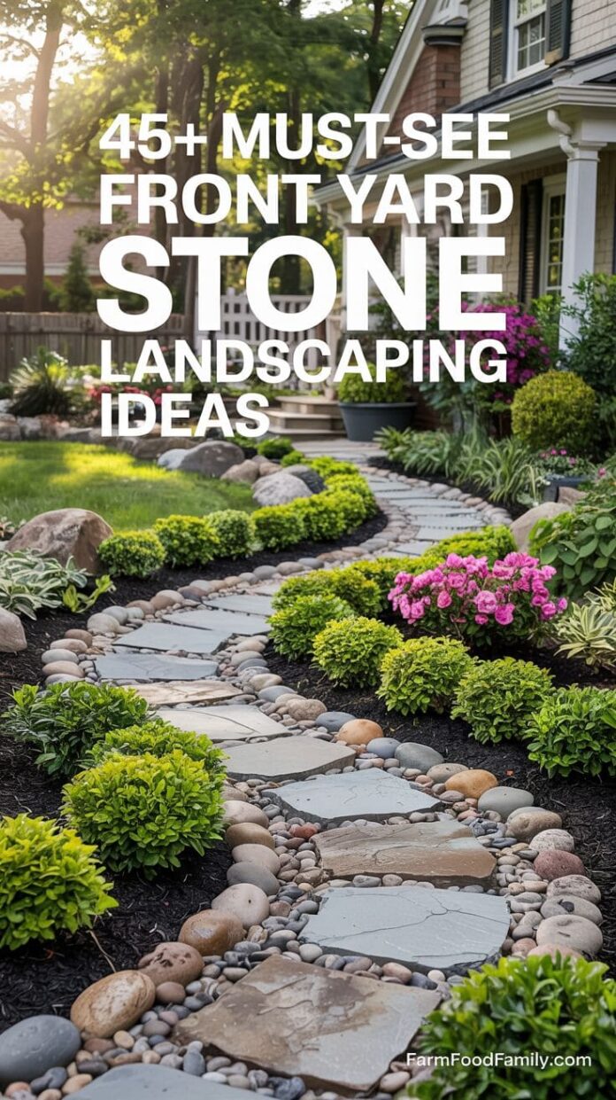 45+ Creative Stone Landscaping Ideas for a Gorgeous Front Yard (2026)
