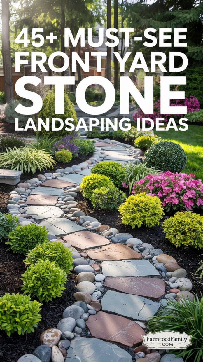 45+ Creative Stone Landscaping Ideas for a Gorgeous Front Yard (2026)