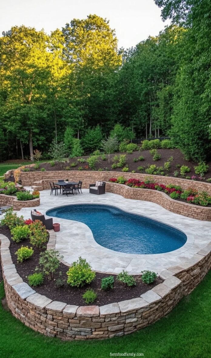 60+ Stunning Sloped Backyard Ideas with Retaining Walls and Pools You ...