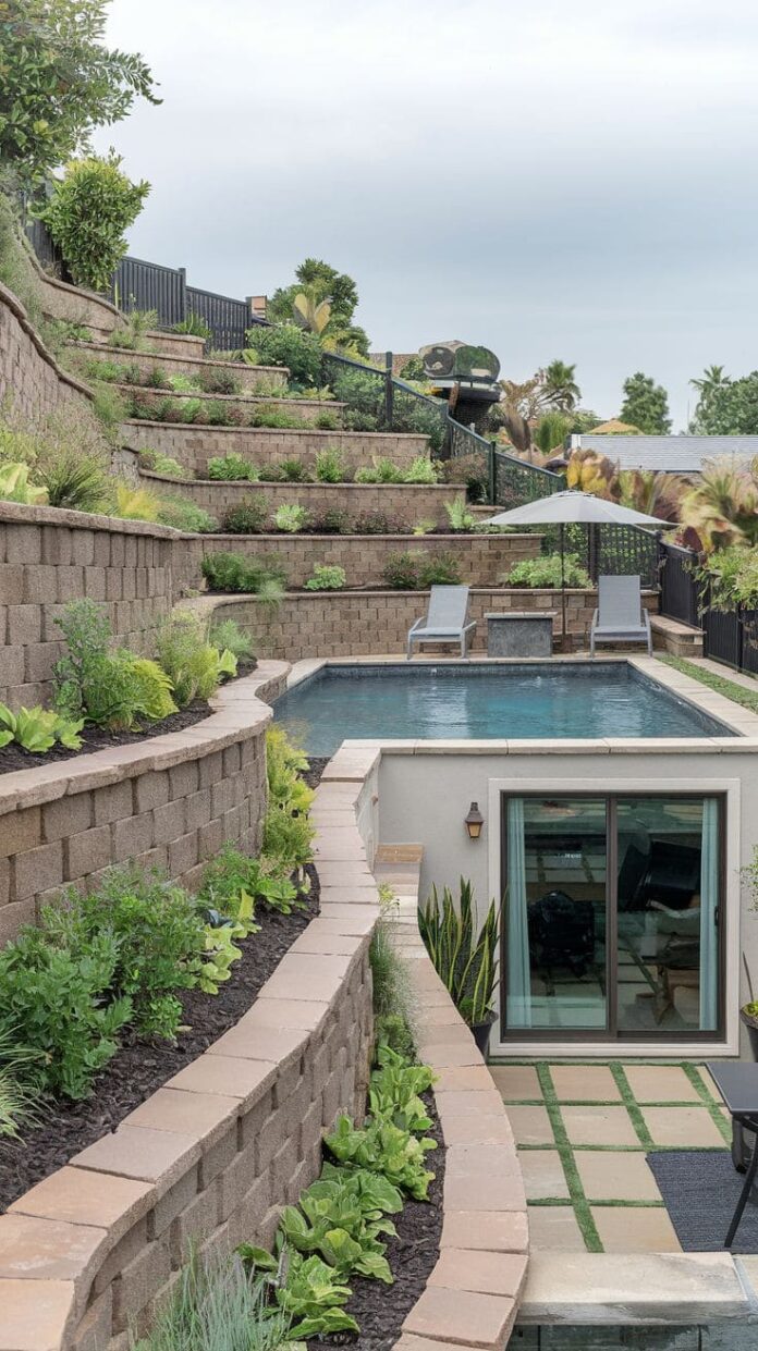 60+ Stunning Sloped Backyard Ideas with Retaining Walls and Pools You ...