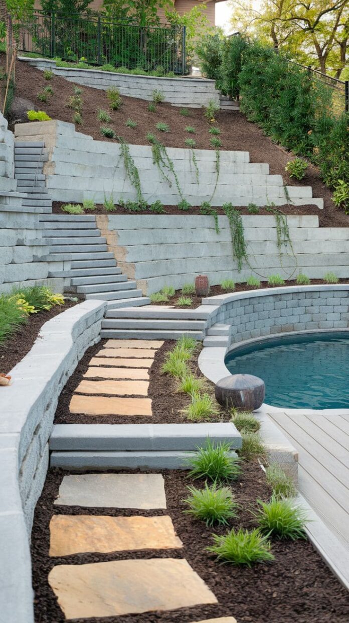 60+ Stunning Sloped Backyard Ideas with Retaining Walls and Pools You ...
