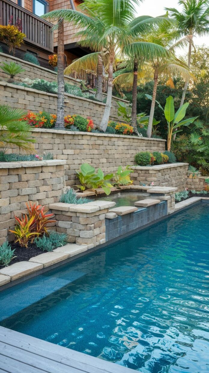 60+ Stunning Sloped Backyard Ideas with Retaining Walls and Pools You ...