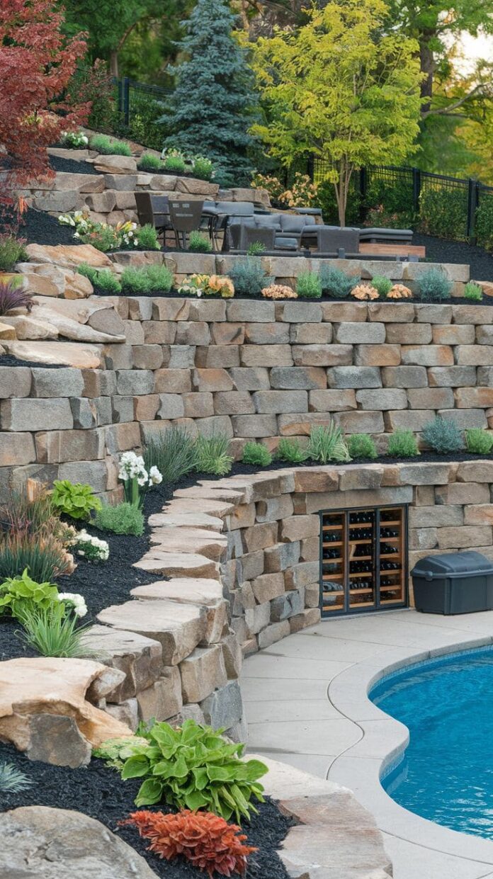 60+ Stunning Sloped Backyard Ideas with Retaining Walls and Pools You ...
