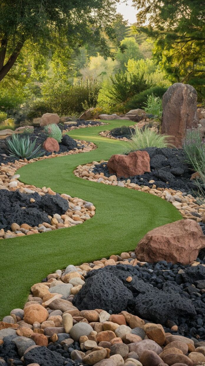 40+ Budget-Friendly Artificial Grass and Rock Landscaping Ideas (2025 ...