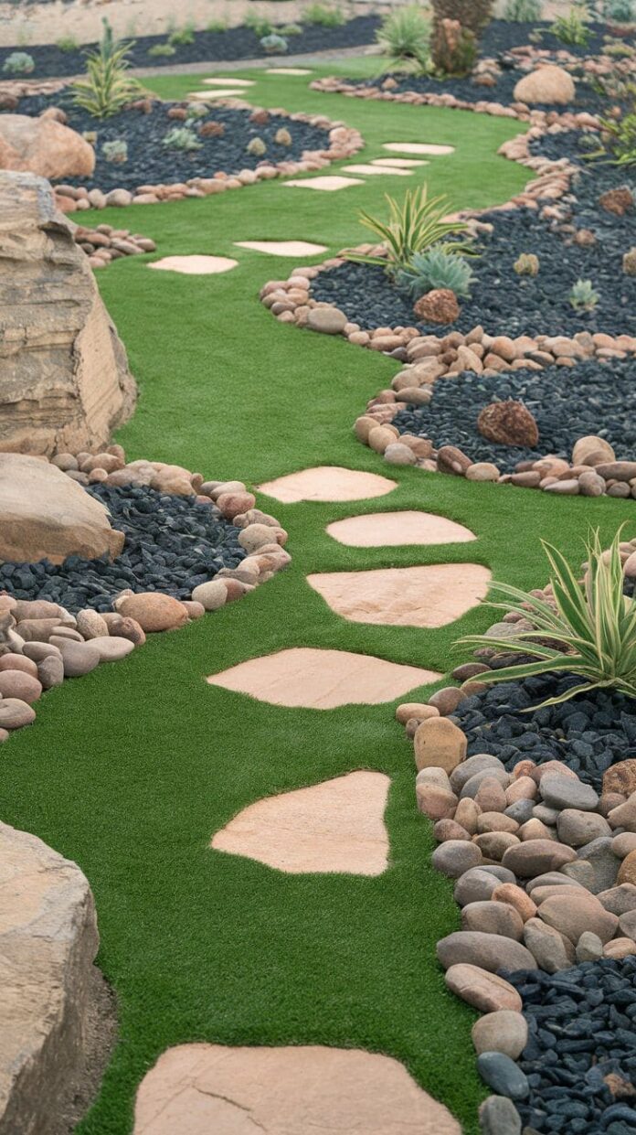 40+ Budget-Friendly Artificial Grass and Rock Landscaping Ideas (2026 ...