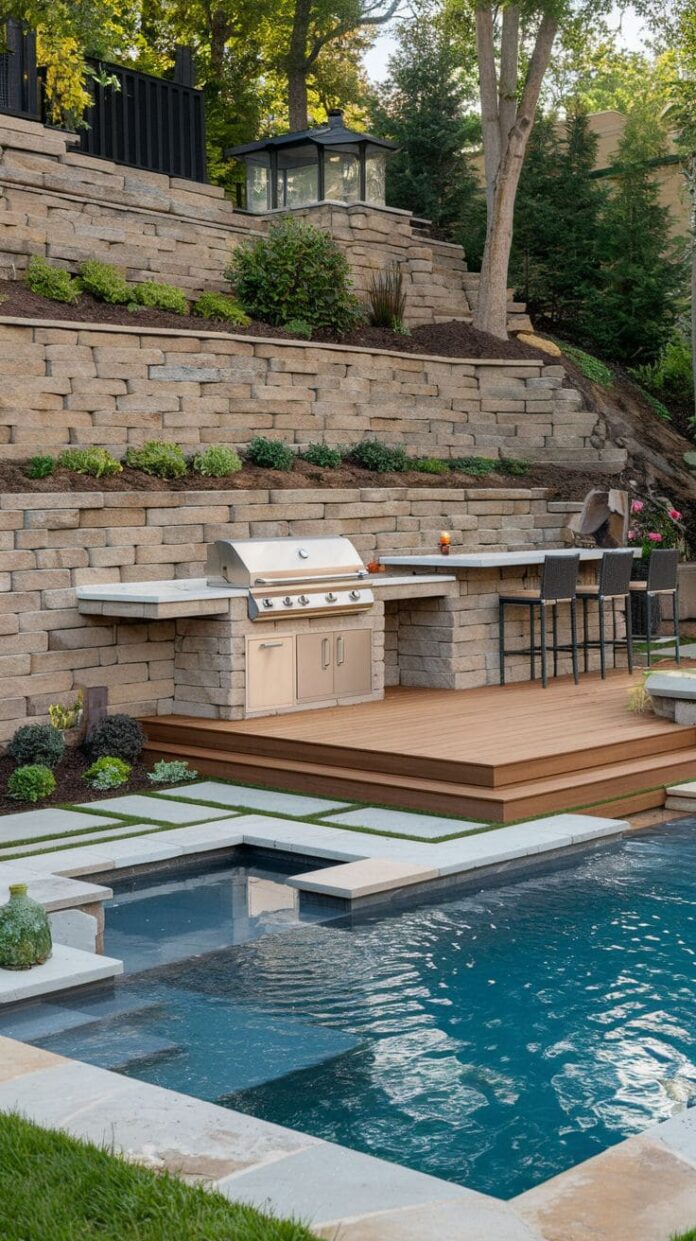 60+ Stunning Sloped Backyard Ideas with Retaining Walls and Pools You ...