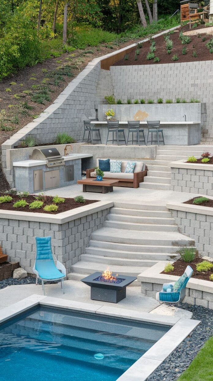60+ Stunning Sloped Backyard Ideas with Retaining Walls and Pools You ...