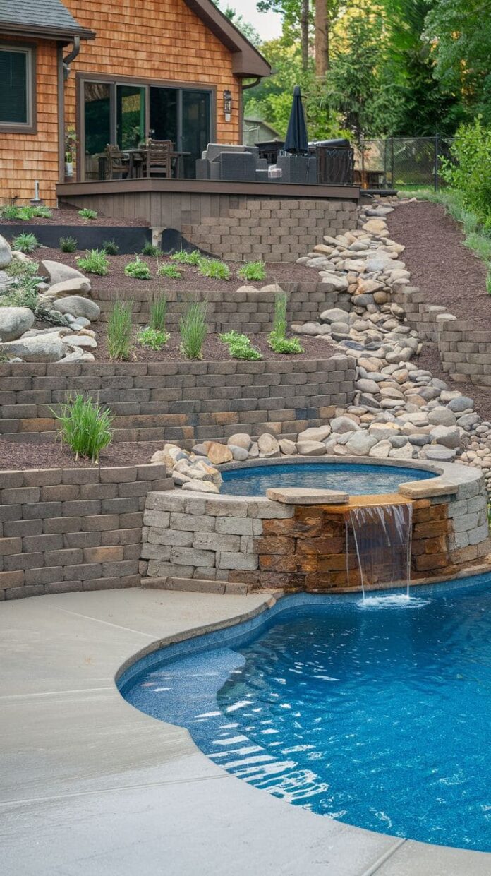 60+ Stunning Sloped Backyard Ideas with Retaining Walls and Pools You ...