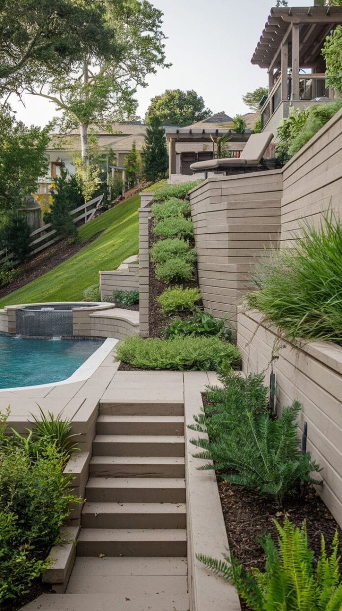 60+ Stunning Sloped Backyard Ideas with Retaining Walls and Pools You ...