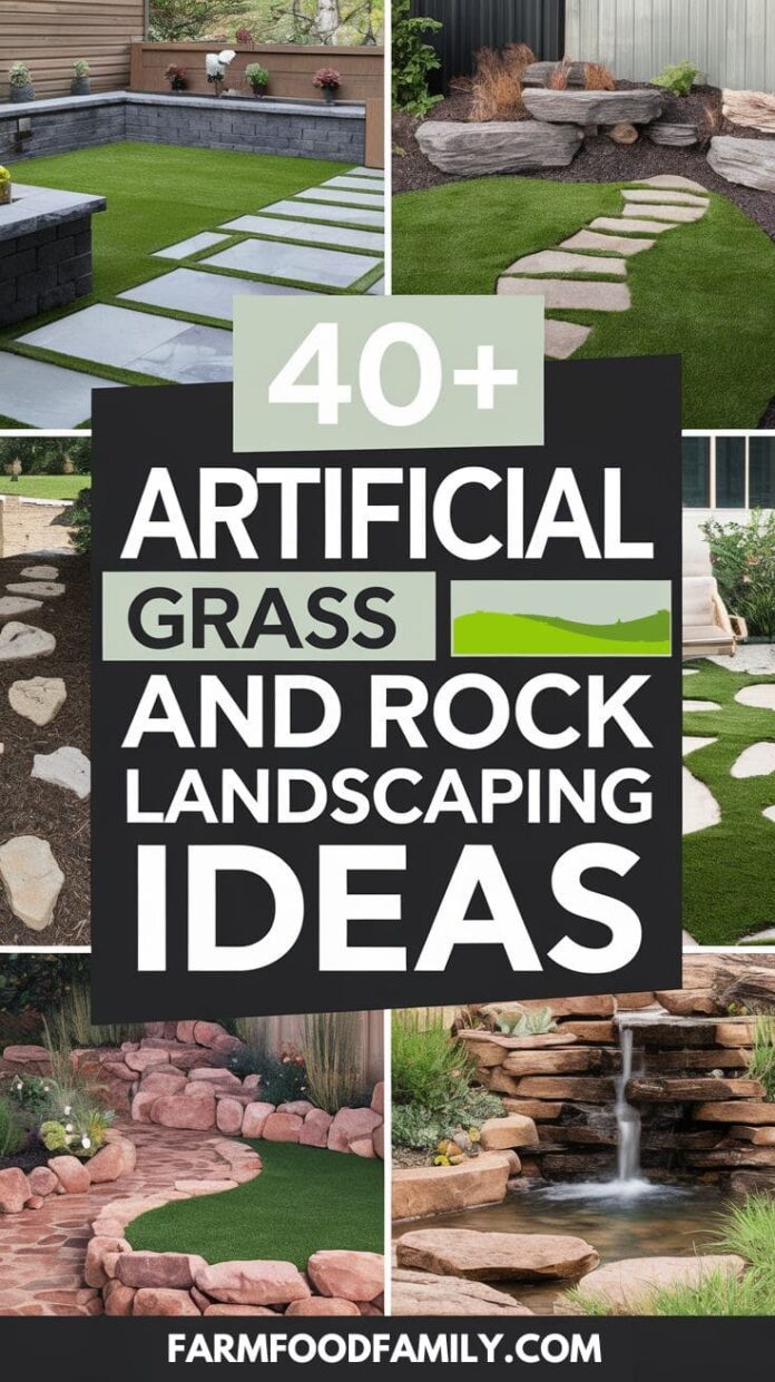 40+ Budget-Friendly Artificial Grass and Rock Landscaping Ideas (2026 ...