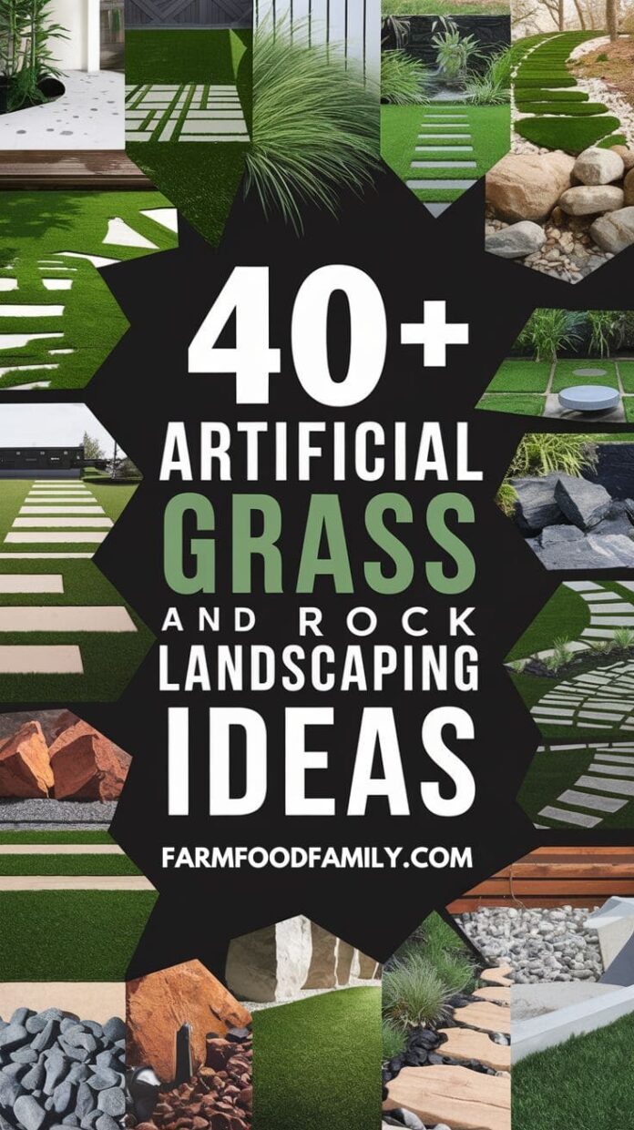 40+ Budget-Friendly Artificial Grass and Rock Landscaping Ideas (2026 ...