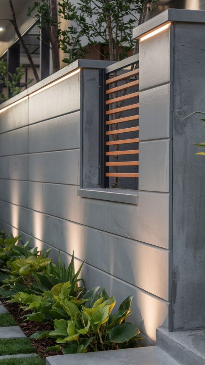 40+ Genius Concrete Fence Wall Ideass That Add Style and Privacy (2025 ...