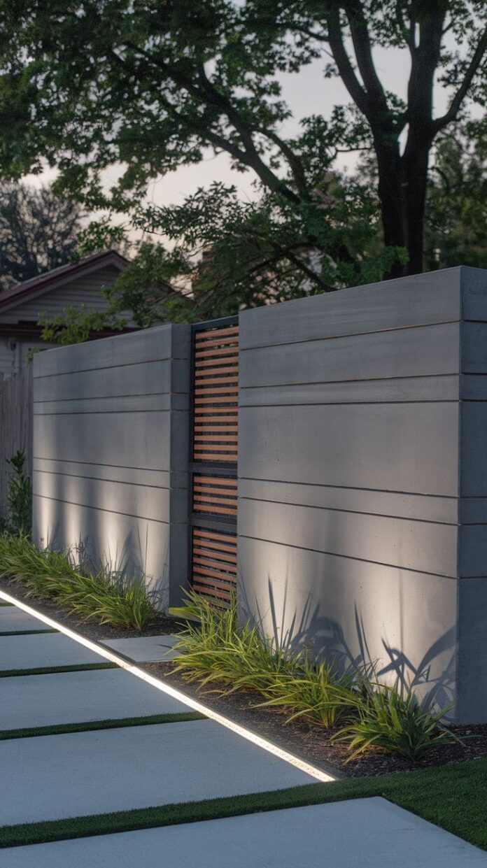 40+ Genius Concrete Fence Wall Ideass That Add Style and Privacy (2025 ...
