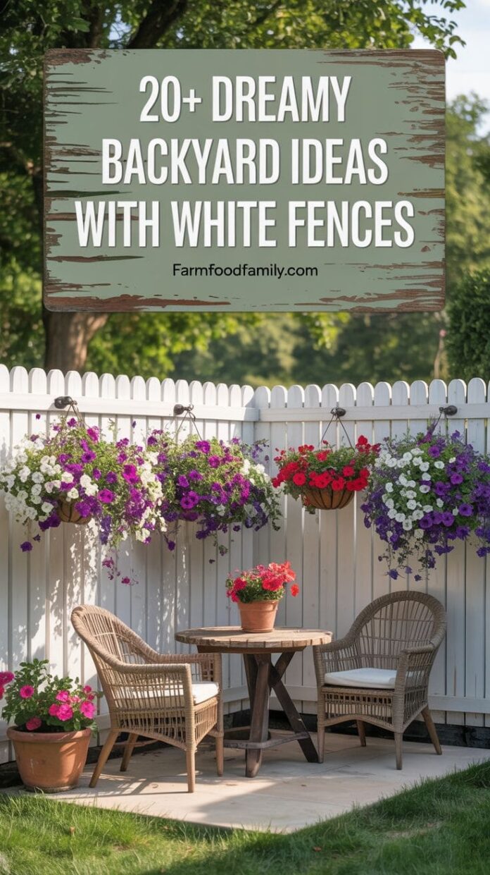 20+ Gorgeous White Fence Backyard Ideas Everyone’s Copying - FarmFoodFamily