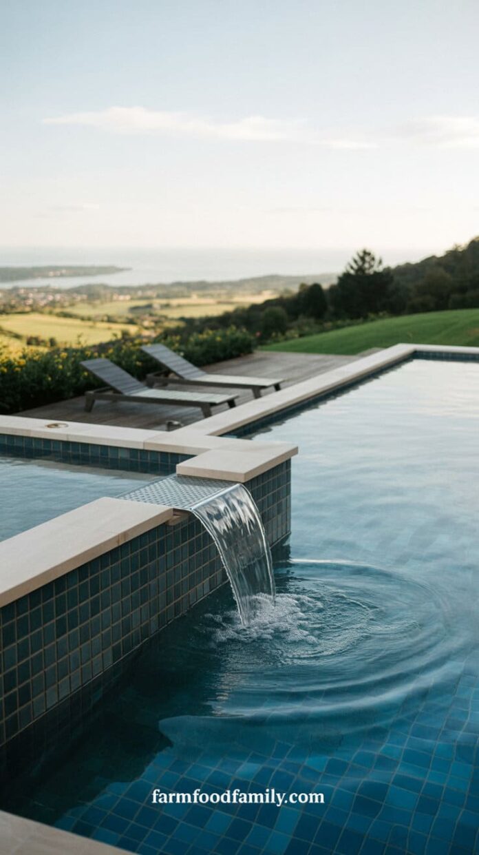 25+ Stunning Rectangle Pool with Spa and Sun Shelf Ideas - FarmFoodFamily
